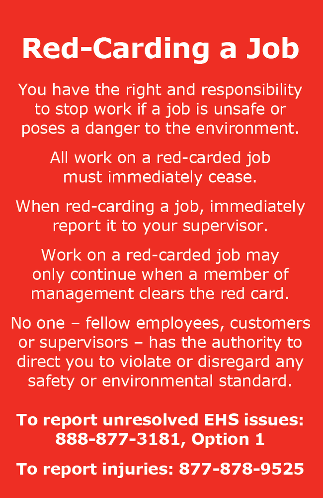 Safety Red Card with Logo | Amentum Safety Store